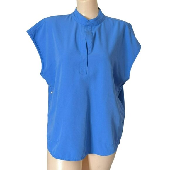 Figs | Tops | Figs Rafaela Scrub Top Cap Sleeve Mandarin Collar Blue ...